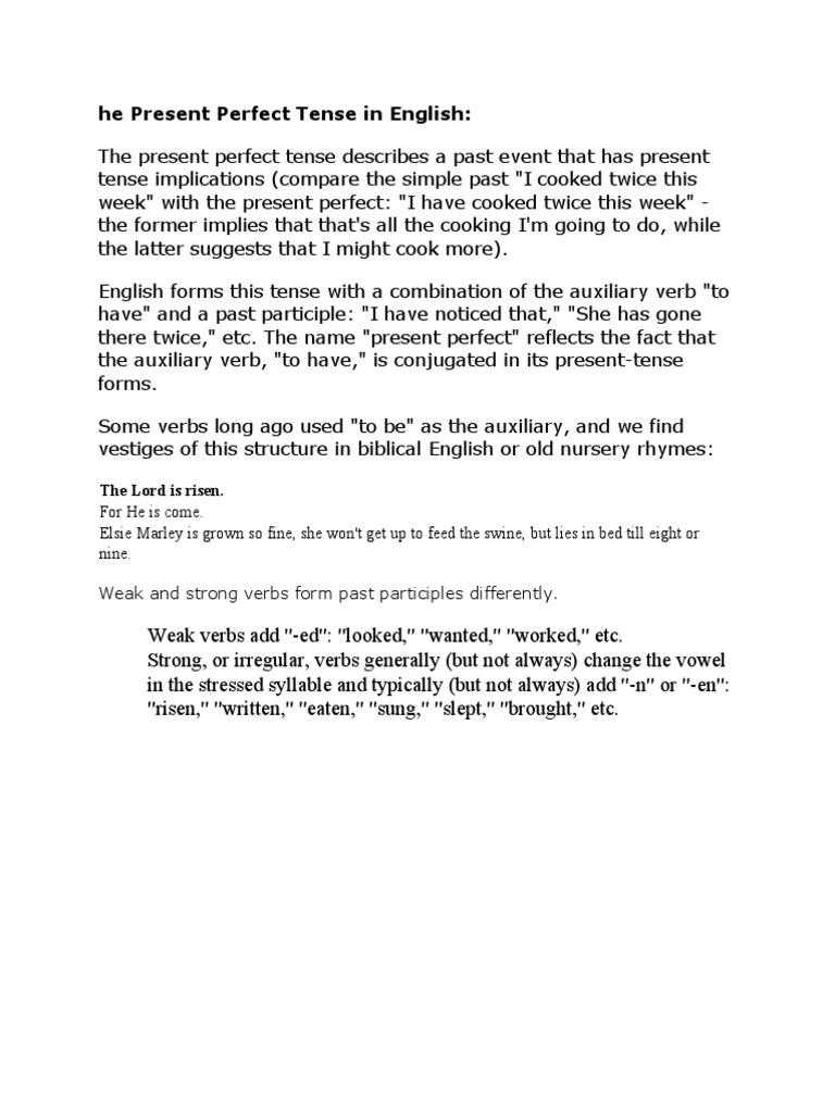 Present Perfect Tense in English | PDF