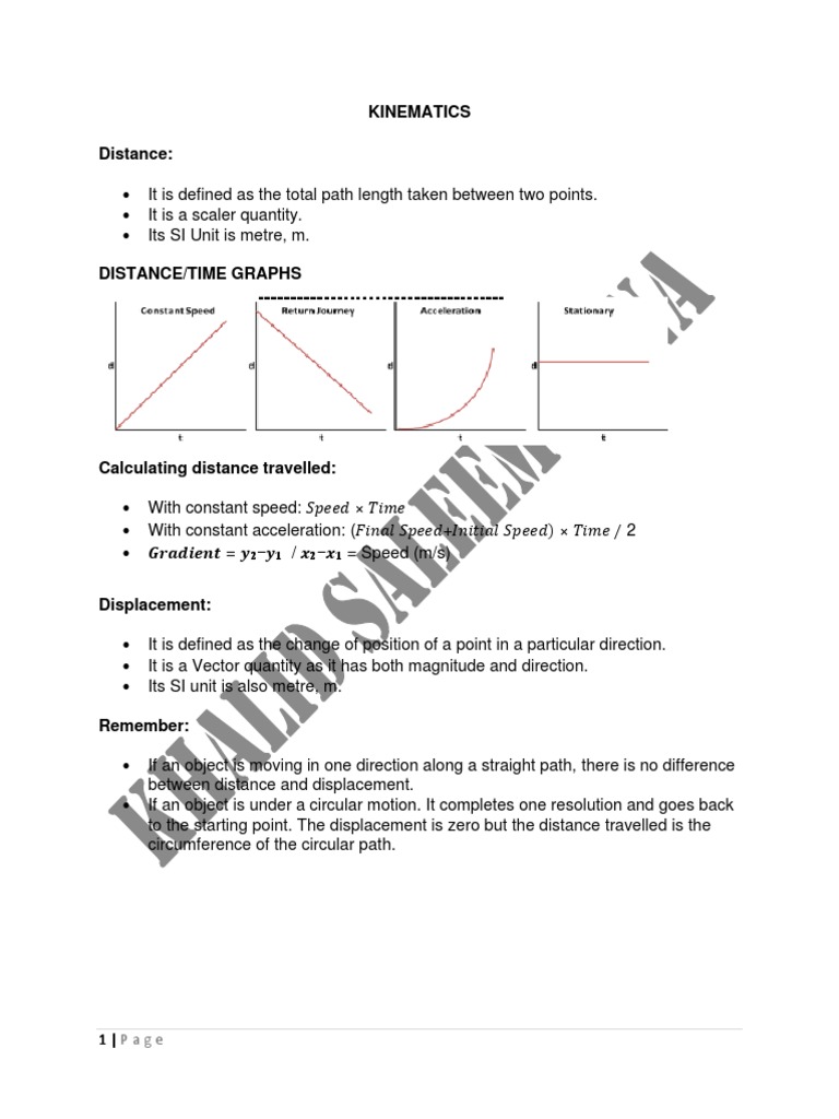 Kinematics Igcse Final | PDF