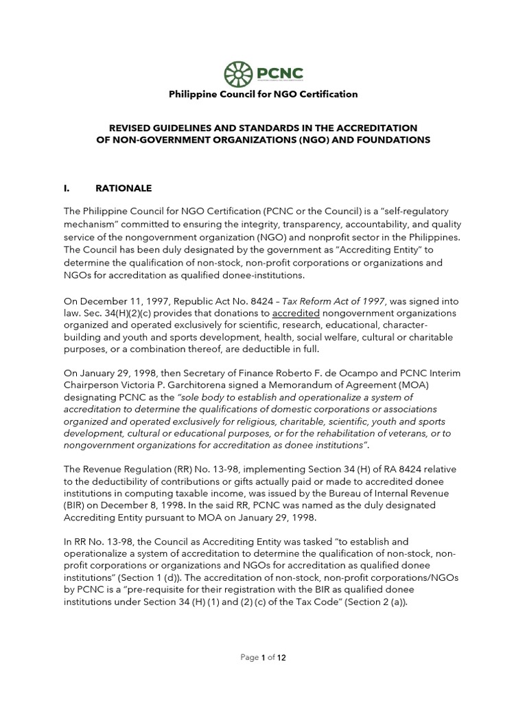 Philippine NGO accreditation guidelines revised | PDF | Non ...