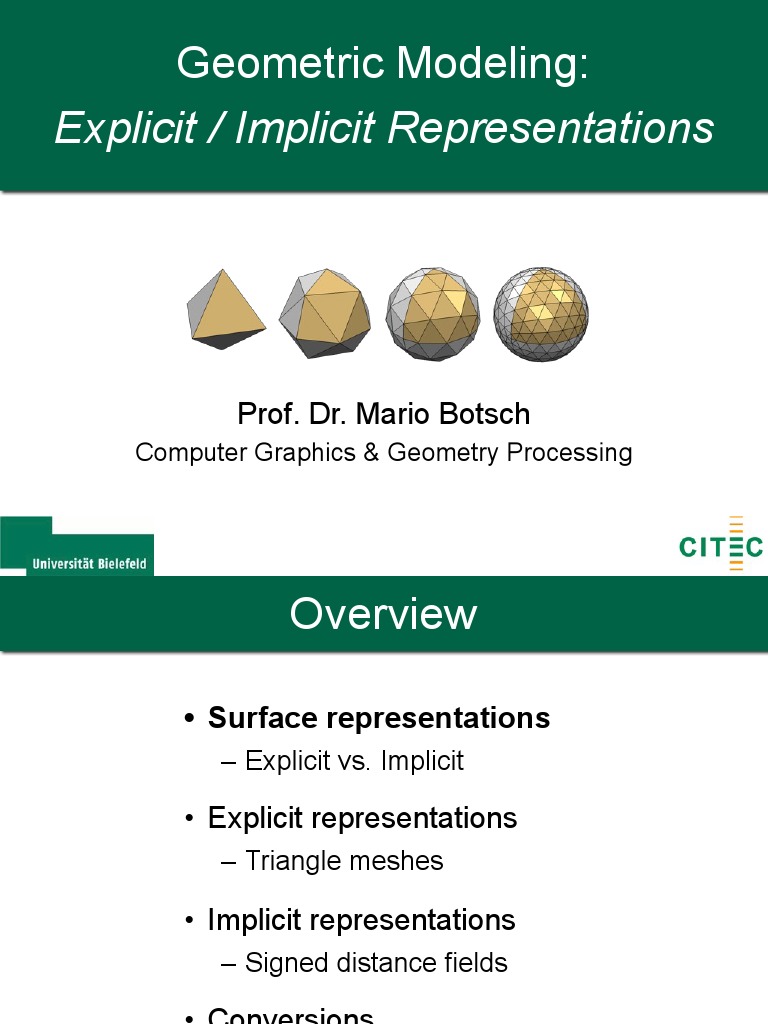 Geometric Modeling - Explicit - Implicit Representations | PDF | Graphics | Mathematics