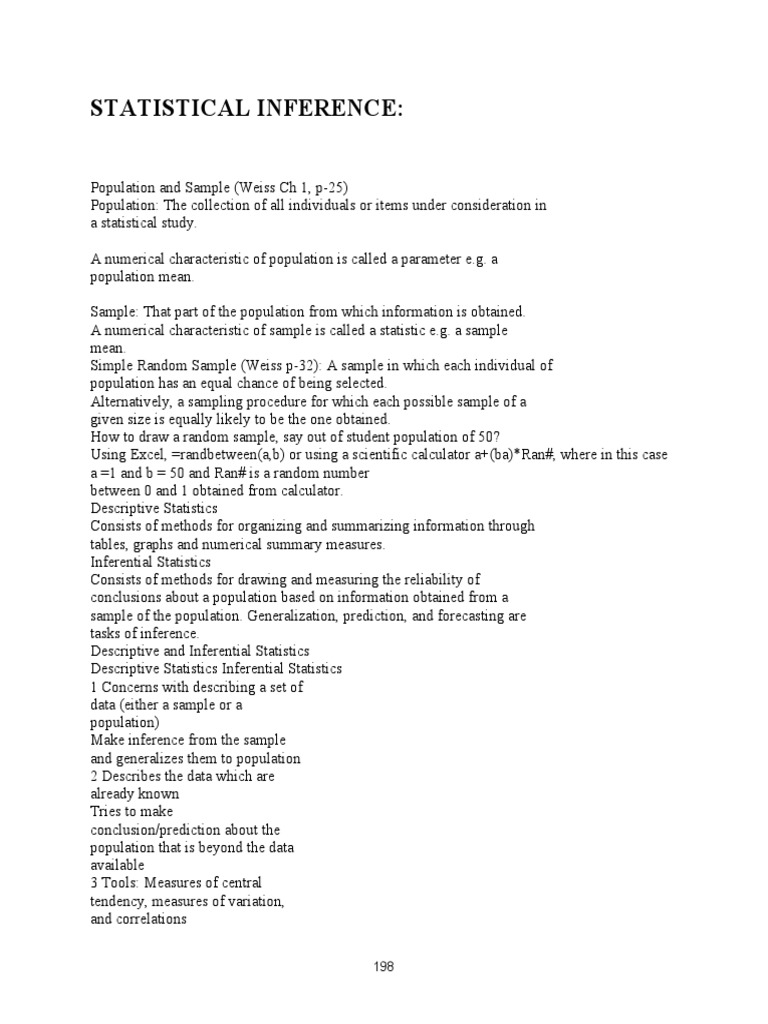 Statistical Inference Notes | PDF