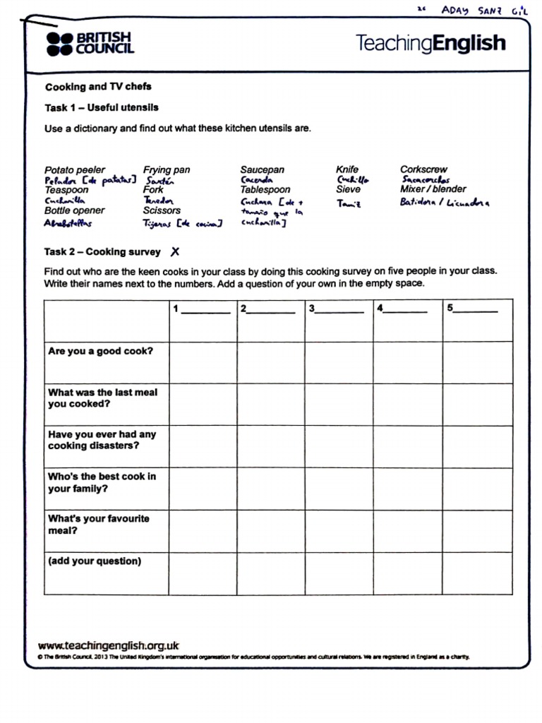 Cooking & TV Chefs Lesson Plan | PDF | Cooking, Food & Wine | Wellness