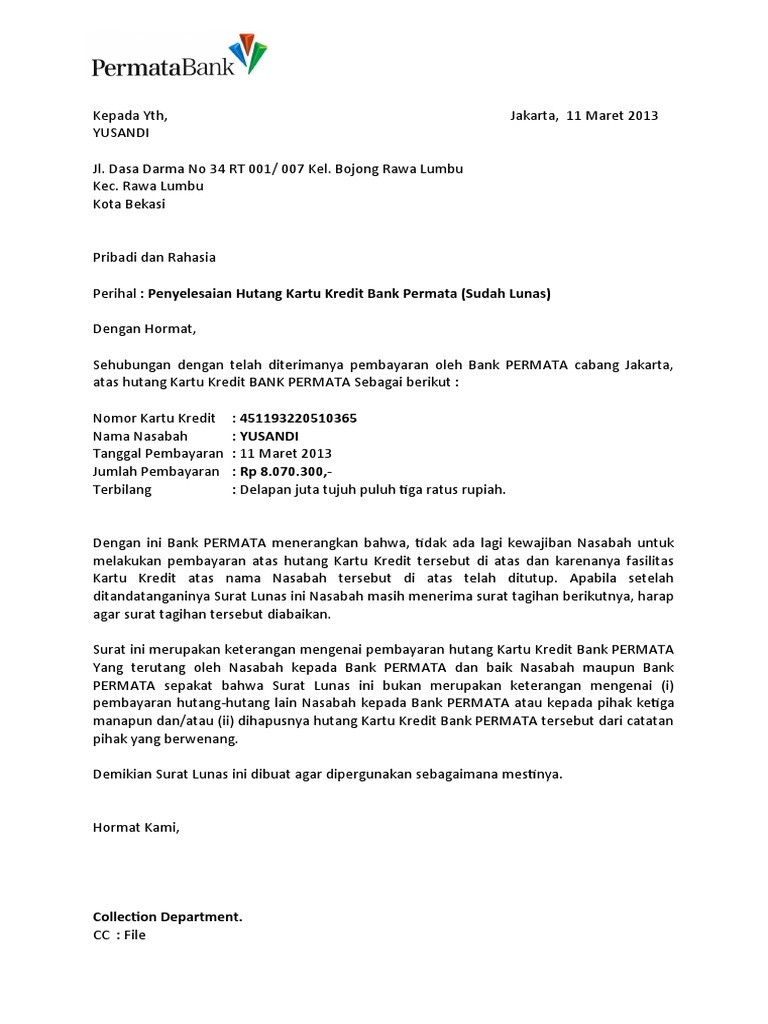 Penyelesaian Hutang Kartu Kredit | PDF