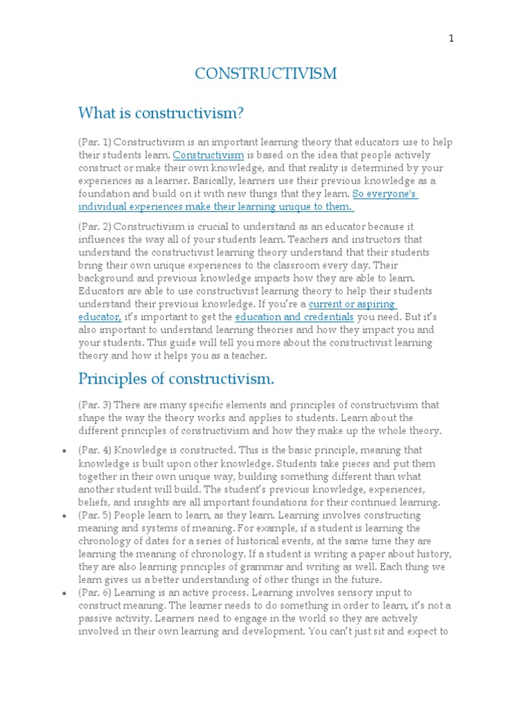 What Is Constructivism | PDF | Constructivism (Philosophy Of Education) | Learning