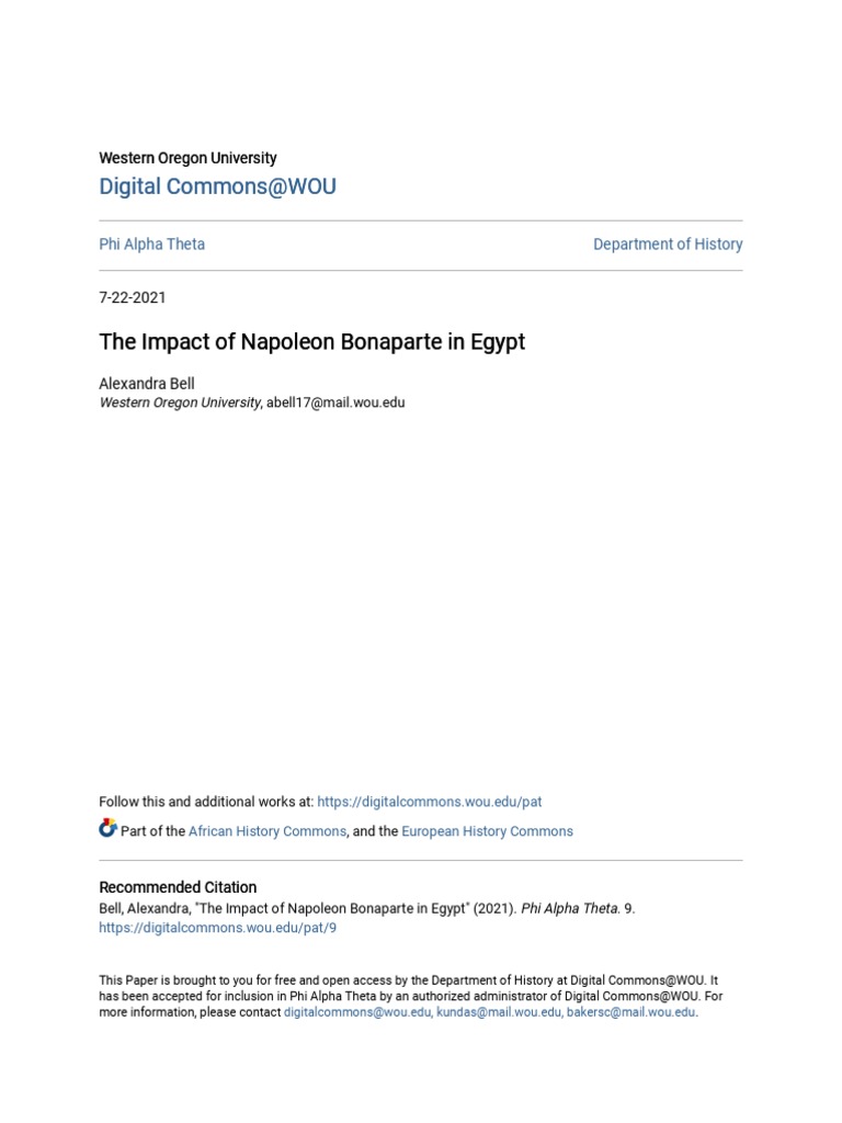 The Impact of Napoleon Bonaparte in Egypt | PDF | Egypt | Napoleon