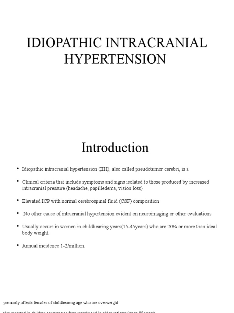 Overview of Idiopathic Intracranial Hypertension: Pathogenesis ...