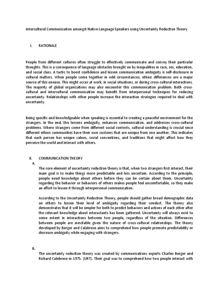 Uncertainty Reduction in Intercultural Communication | PDF | Cross ...