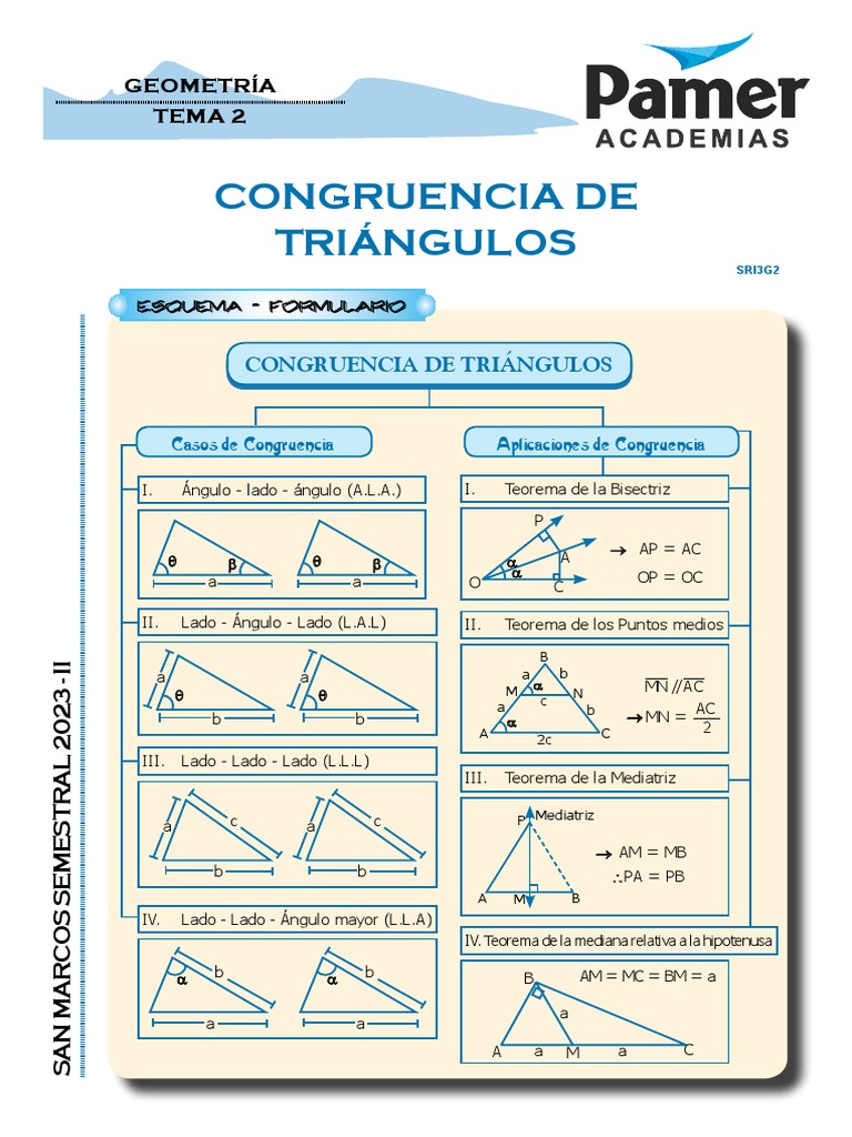 G - Sem 2 - Congruencia de Triángulos | PDF | Triángulo | Matemática Elemental