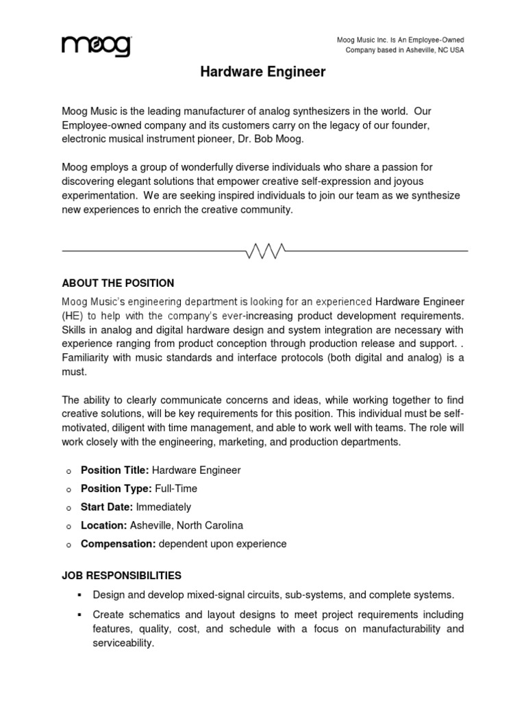 Moog Hardware Engineer | PDF | Engineering | Prototype