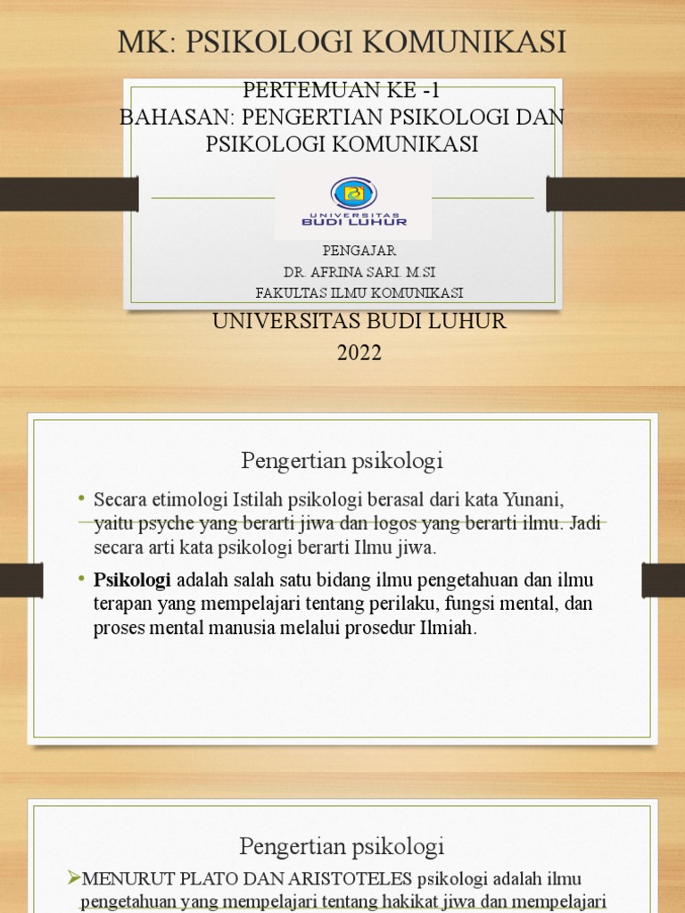 PPT. Materi Psikologi Komunikasi-Pert-1 | PDF
