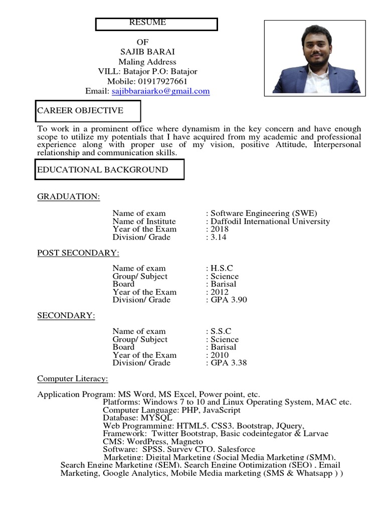 SAJIB BARAI (Digital Marketer) CV | PDF | Career & Growth | Business