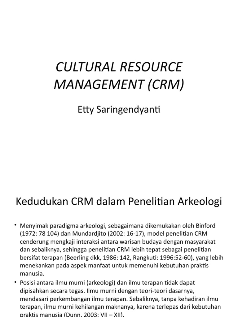 Cultural Resource Management (CRM) 2 | PDF