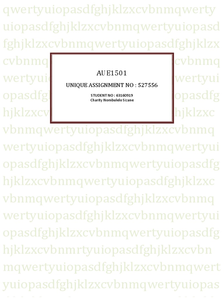 Aue1501 Assignment 2 | PDF | Payments | Receipt