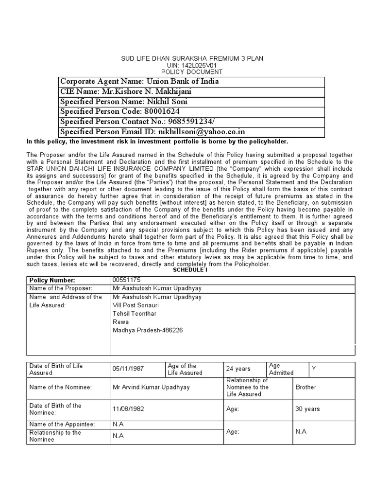 In This Policy, The Investment Risk in Investment Portfolio Is Borne by ...