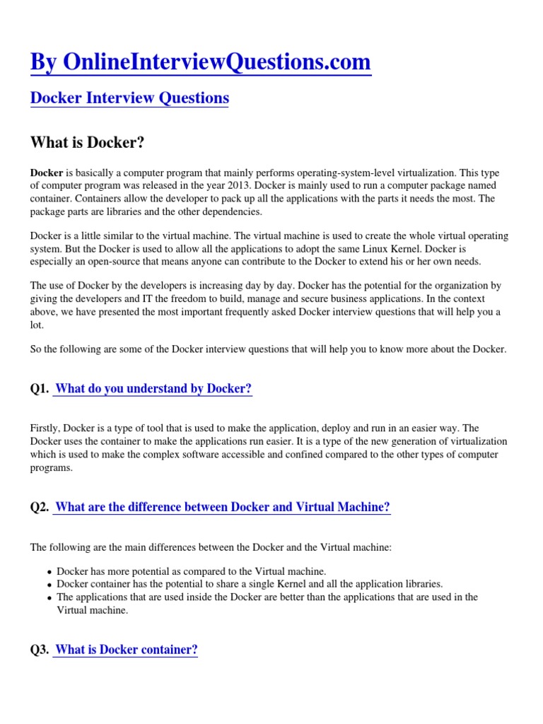 Docker Interview Questions | PDF | Application Software | Cloud Computing