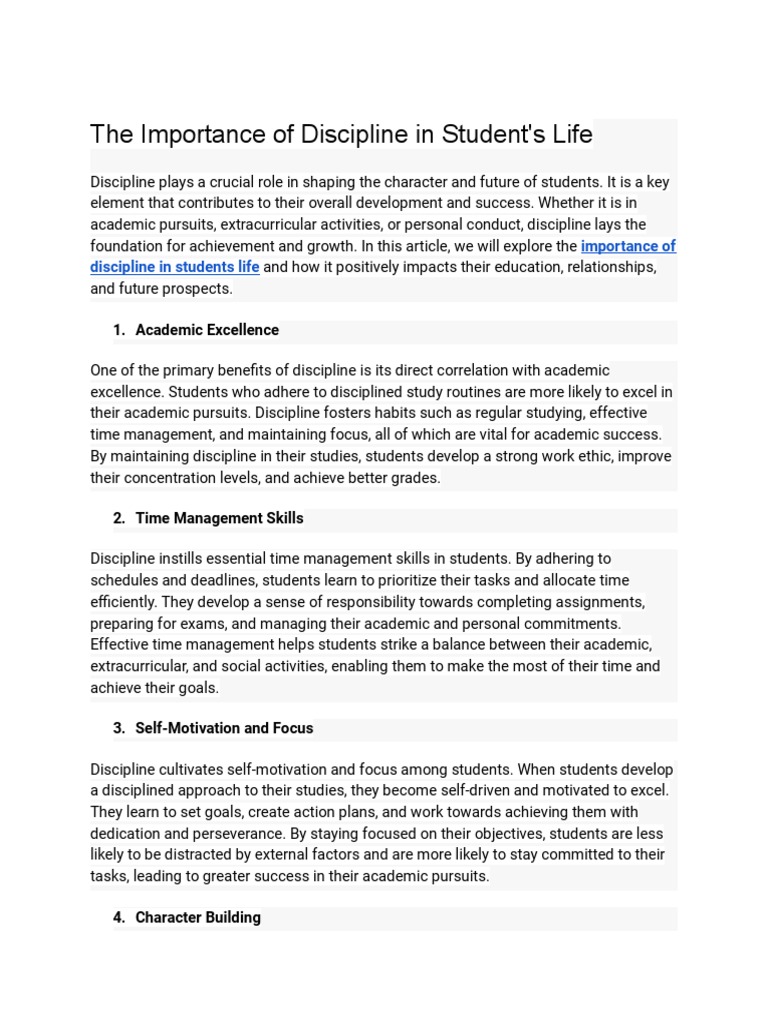 The Role of Discipline in Student Success | PDF | Disciplines ...