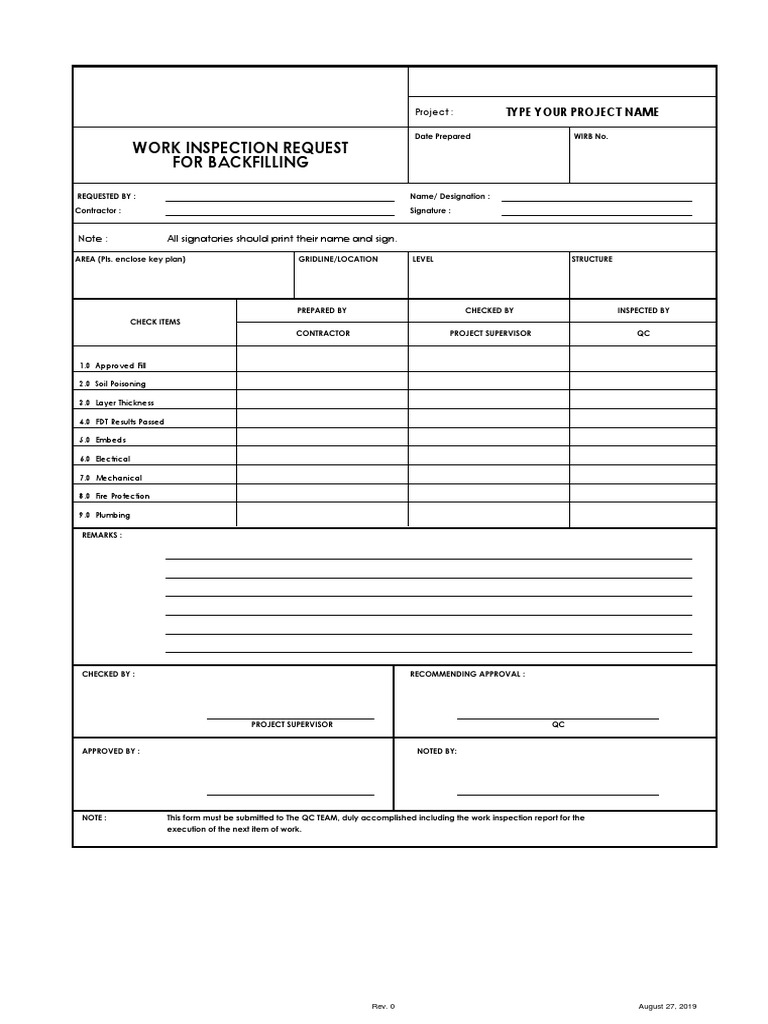 Construction Inspection Form | PDF | Technology & Engineering