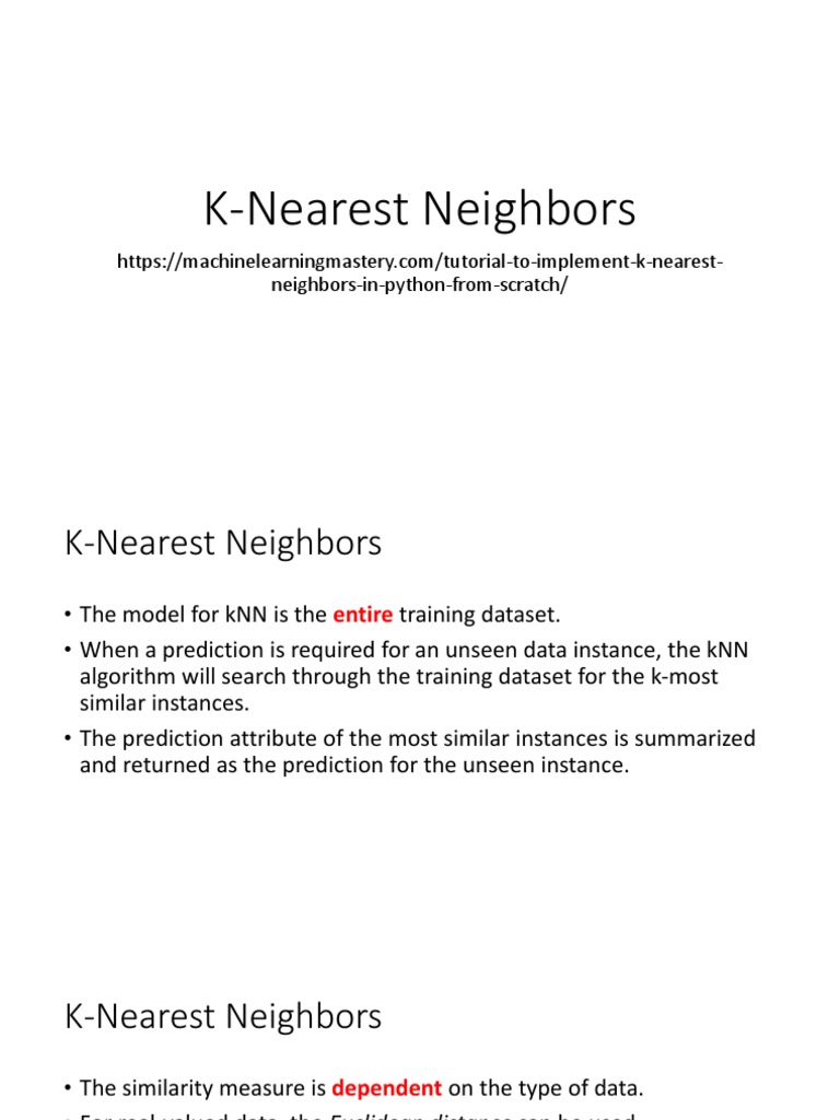 05 K-Nearest Neighbors | PDF | Statistical Classification | Algorithms And Data Structures