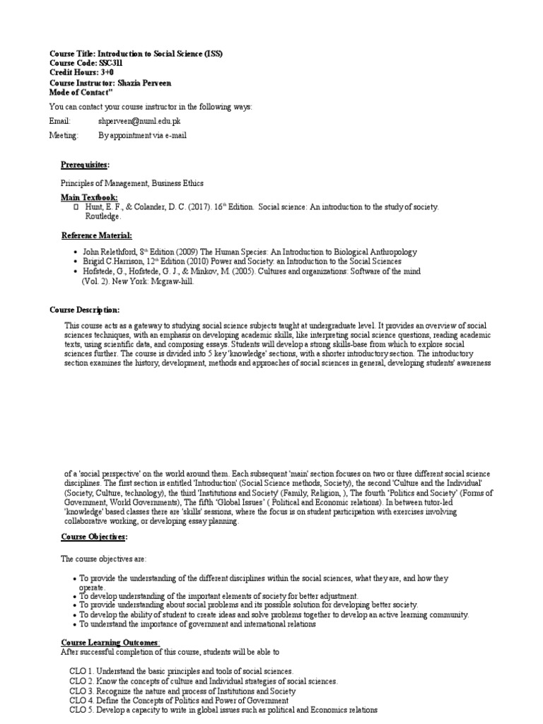 Course Outline ISS | PDF