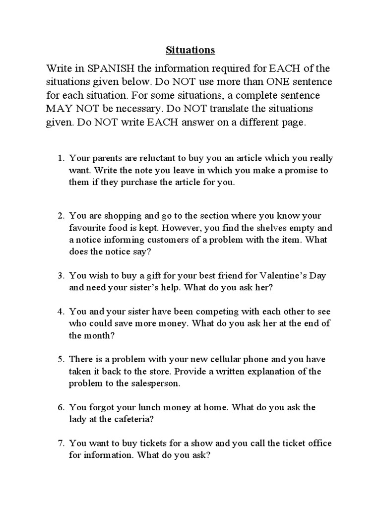 Shopping Situations | PDF