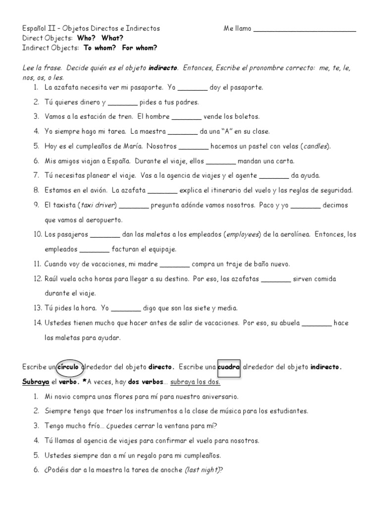Direct Object Pronouns Vs Indirect Vs Double | PDF