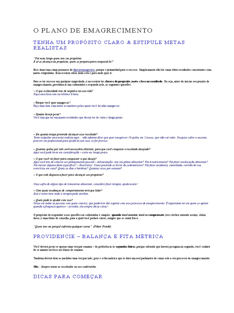 Metas Eficazes para Emagrecimento | PDF