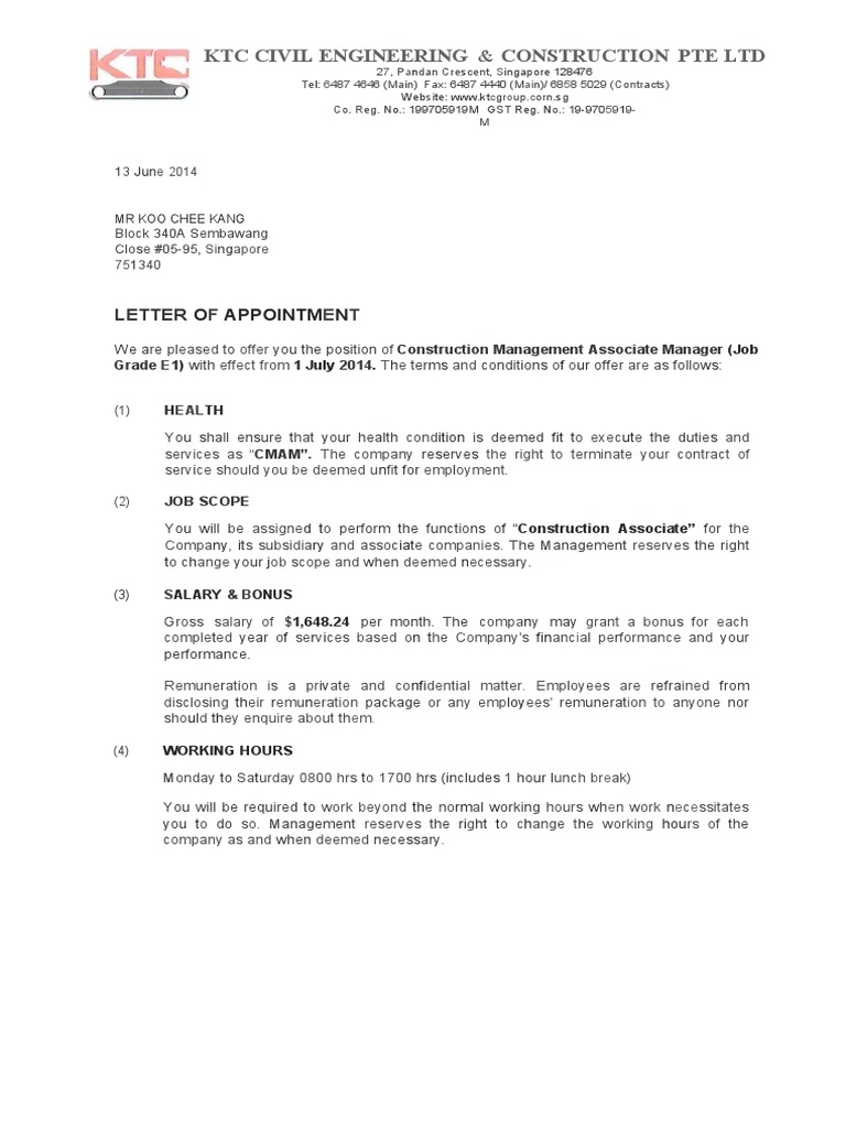 KTCCE Appointment Letter | PDF