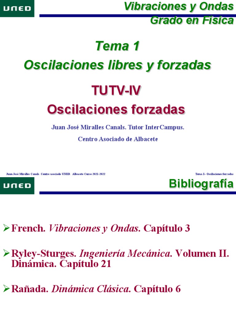 Oscila IV Uned 2021 2022 Forzadas Presentacion | PDF | Oscilación | Resonancia
