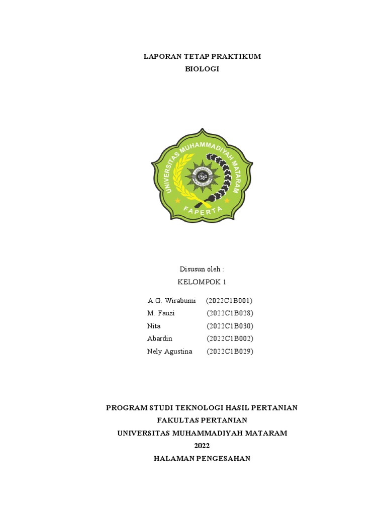 Laporan Tetap Praktikum Biologi Kelompok 1 | PDF Laporan Tetap Praktikum Biologi Kelompok 1 | PDF