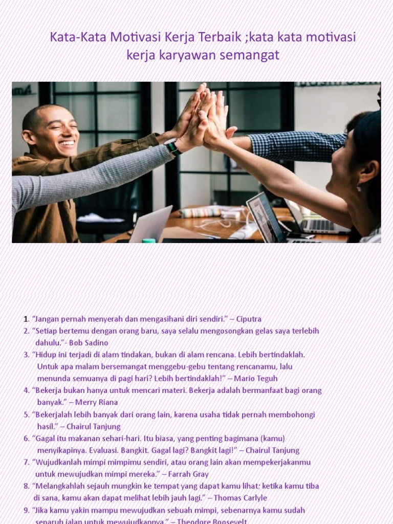 Kata Motivasi Kerja Inspiratif Karyawan | PDF | Karier & Perkembangan ...