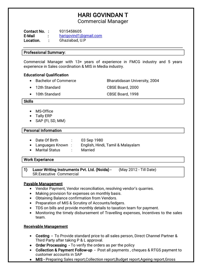 Resume-Hari Govindan | PDF