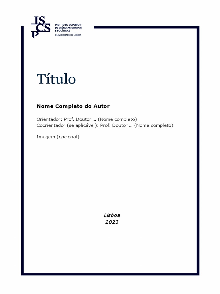 Iscsp Ulisboa Layout Capa de Trabalhos | PDF
