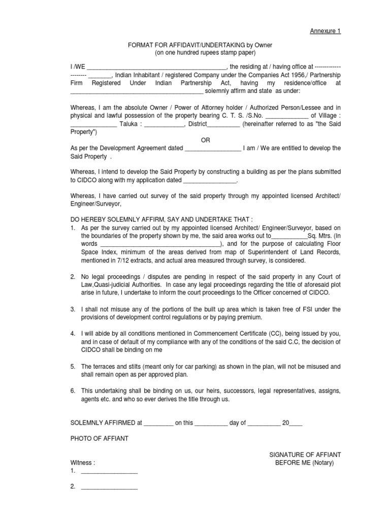 Indemnity Affidavit and Bond Formats | PDF