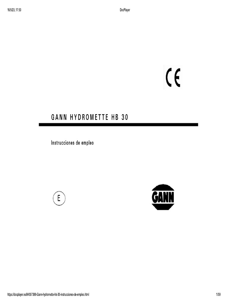 Gann Hydromette HB 30 | PDF