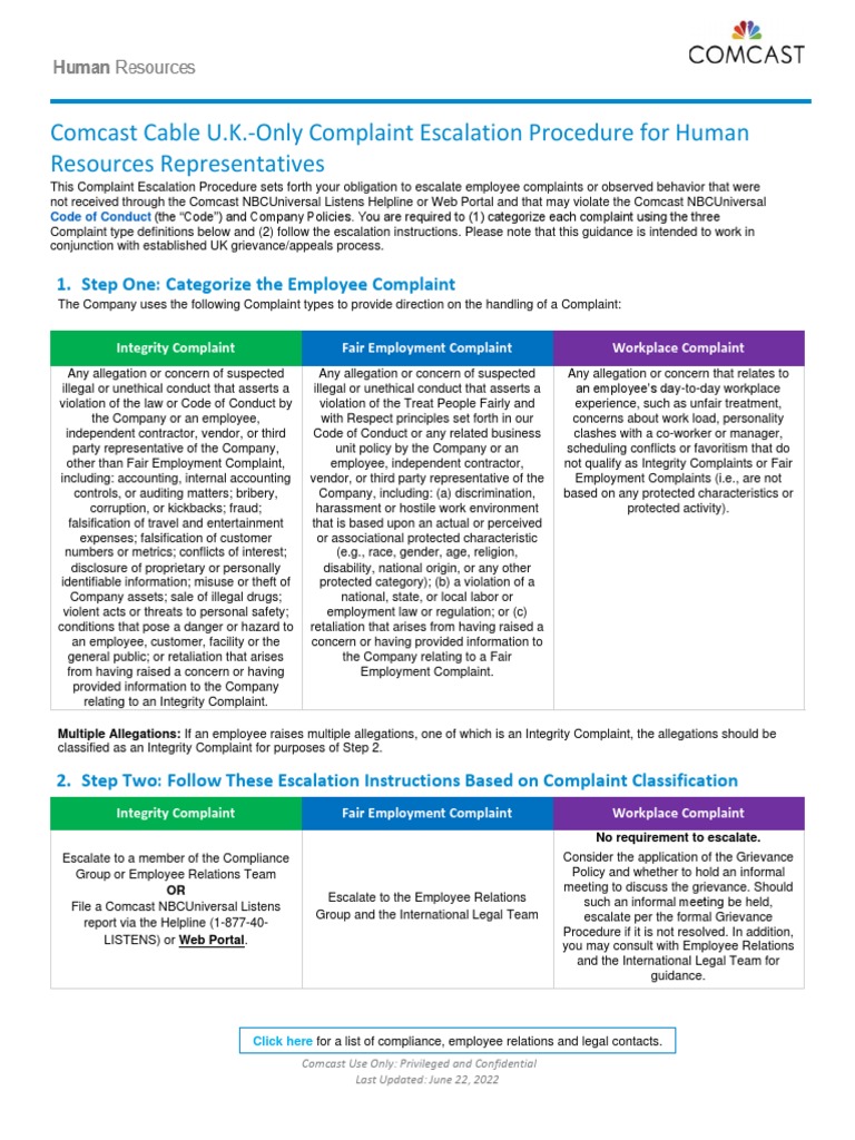 U.K. Complaint Escalation Procedure 2022 | PDF
