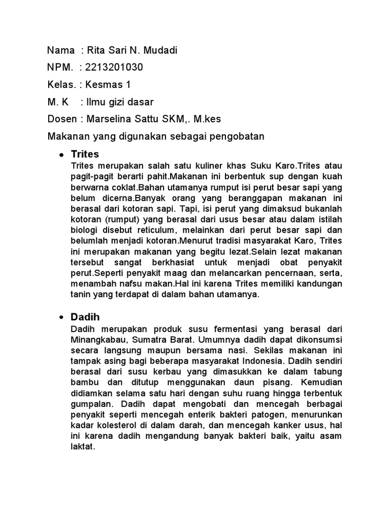 Tugas Dasar Ilmu Gizi | PDF