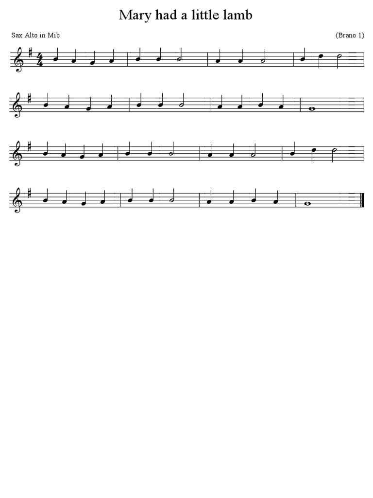 Partition Sax Alto: Mary Had a Lamb | PDF