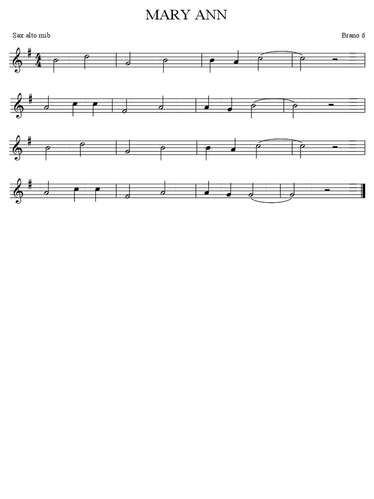 Brano 6 - Mary Ann - Sax | PDF