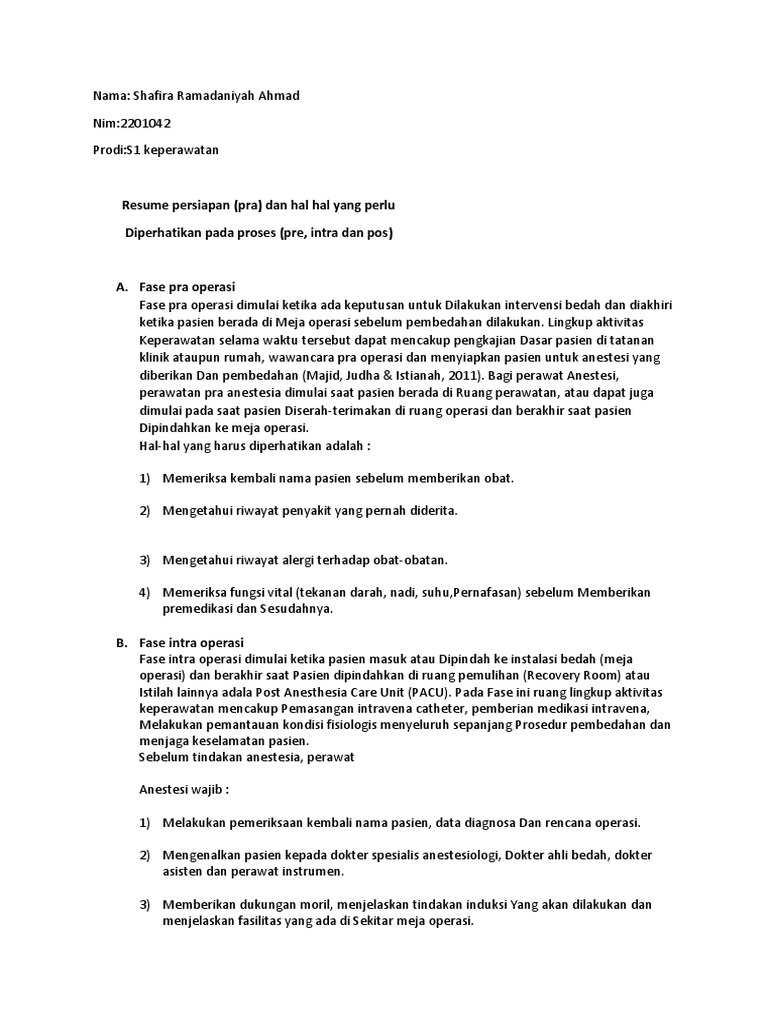 Resume (pra) (pre,intra dan pos) | PDF