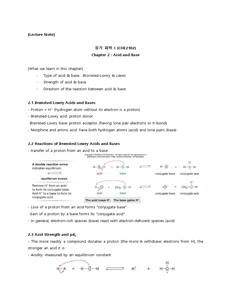 Organic Chemistry 1-Chapter 2-Lecture Note | PDF | Acid | Acid Dissociation Constant