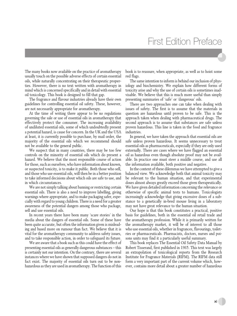 First Edition Preface - 2014 - Essential Oil Safety | PDF | Essential Oil | Aromatherapy