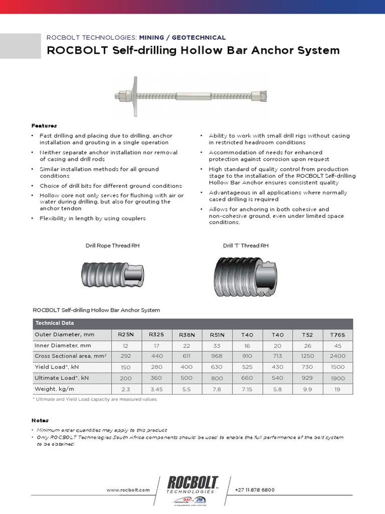 Self Drilling Hollow Bar Anchor System | PDF | Equipment | Mechanical ...