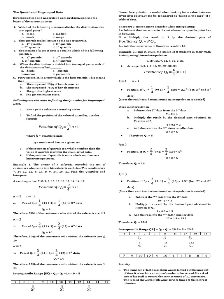 Q4-Lesson 2-Quartiles of Ungrouped Data | PDF | Arithmetic | Mathematics