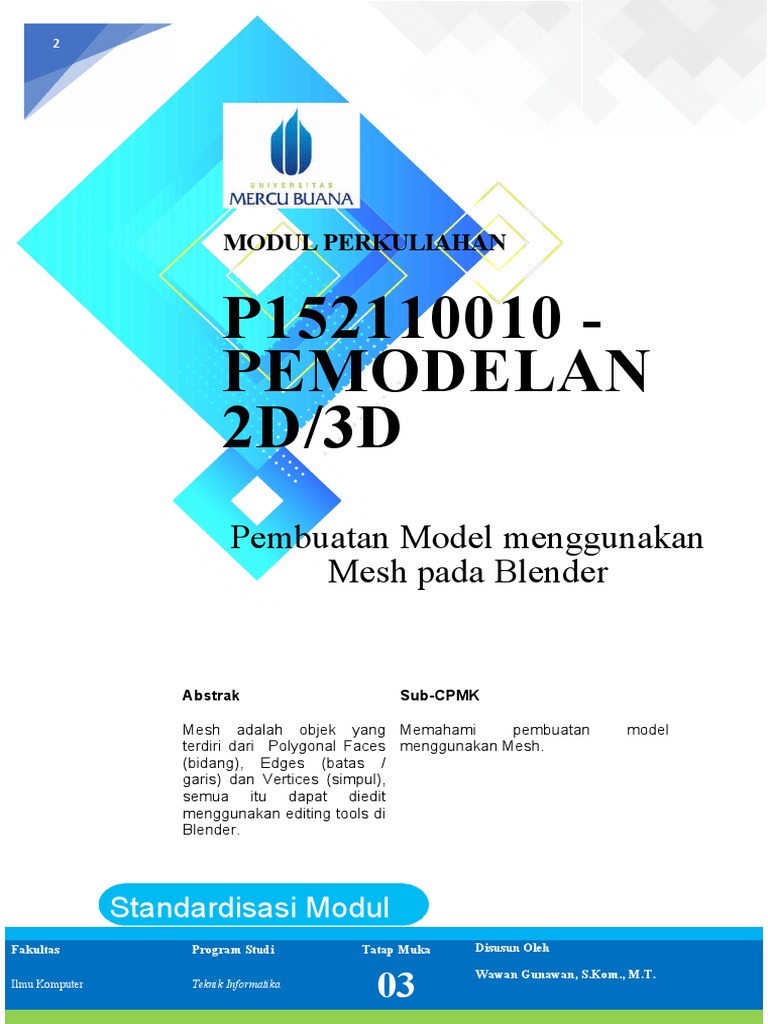 Pembuatan Model Mesh di Blender | PDF | Teknologi & Rekayasa