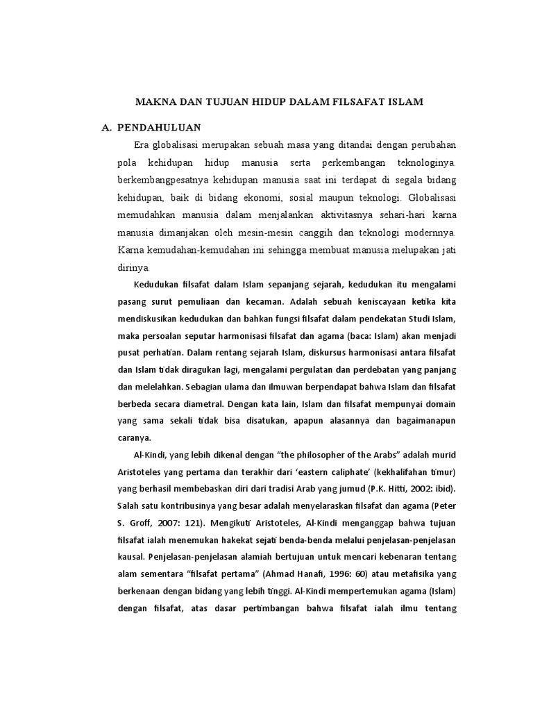 Makna Dan Tujuan Hidup Dalam Filsafat Islam | PDF