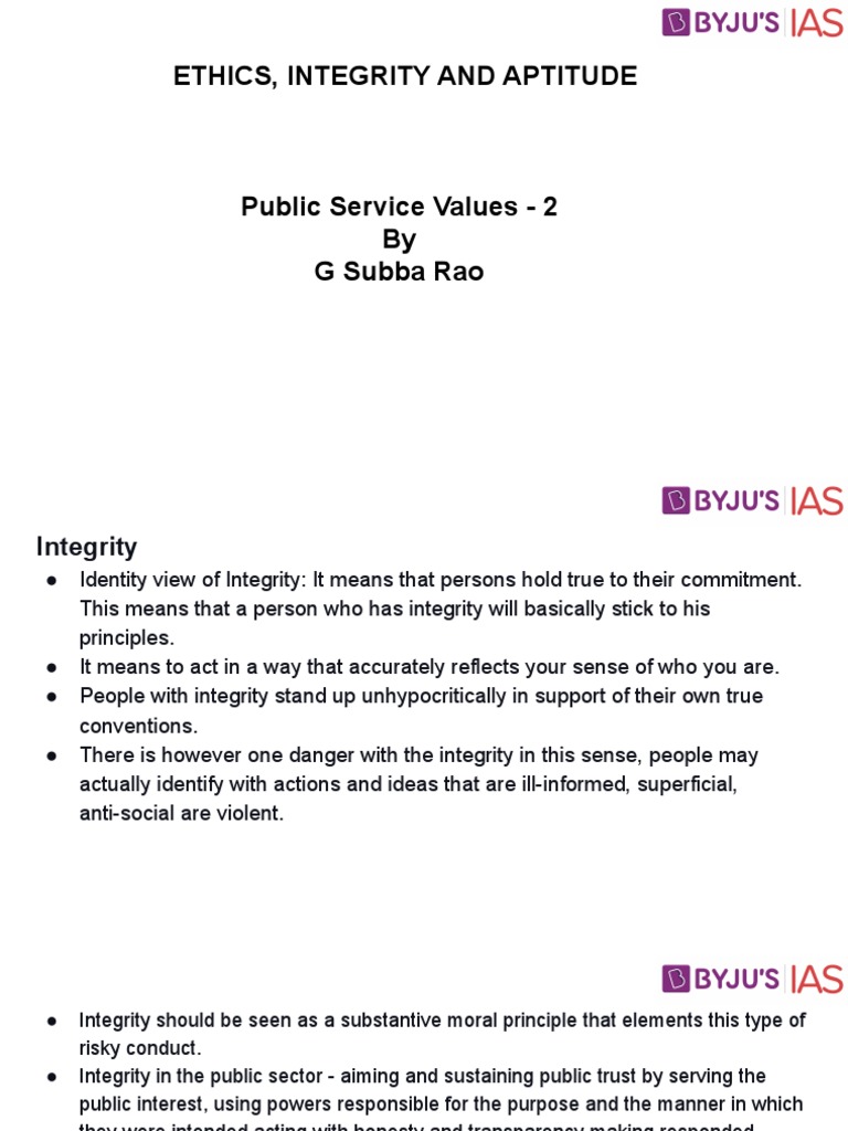 Public Service Values - 2 | PDF | Integrity | Justice