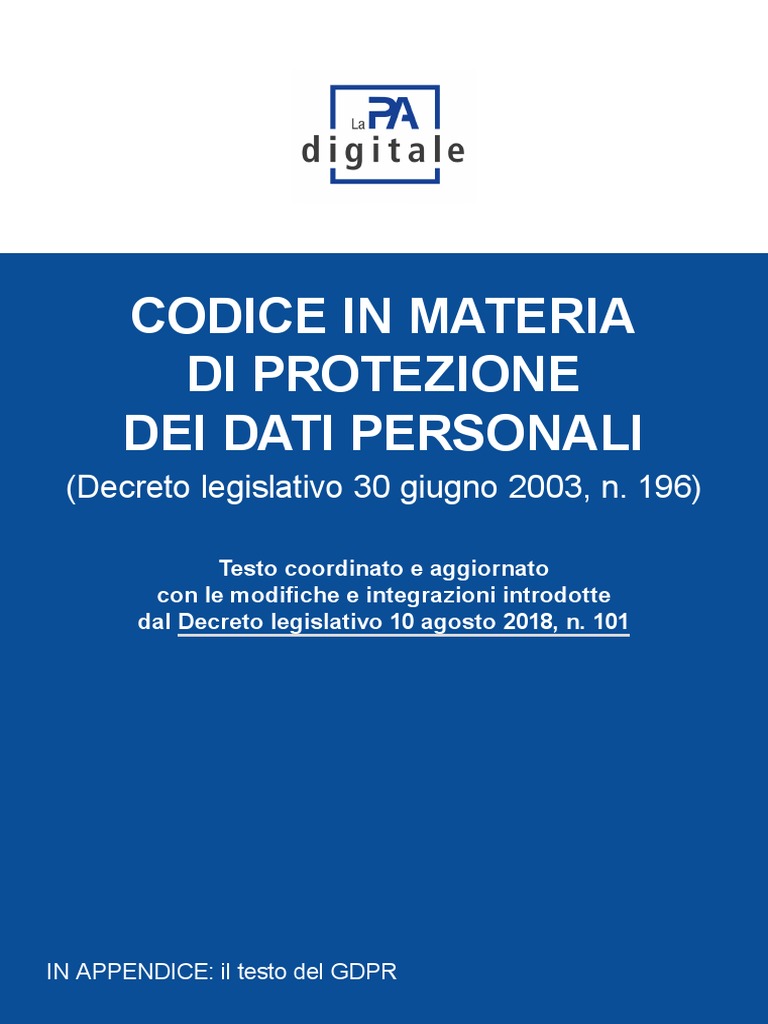 Codice Privacy e GDPR Consolidato | PDF