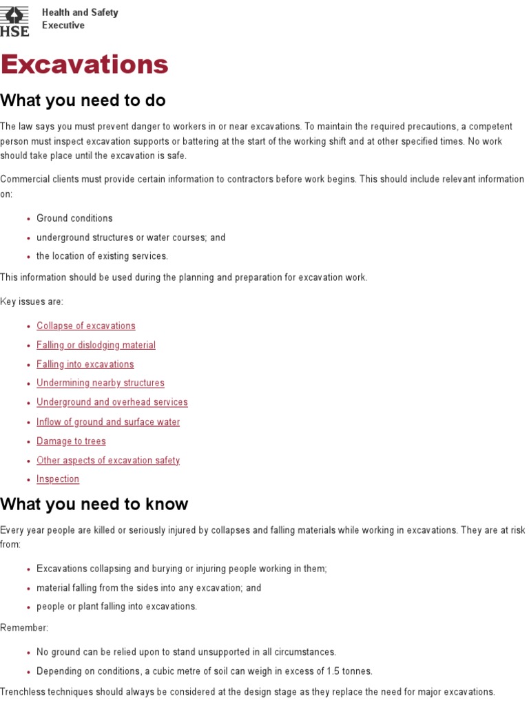 Excavation Safety Guidelines UK | PDF | Trench | Safety