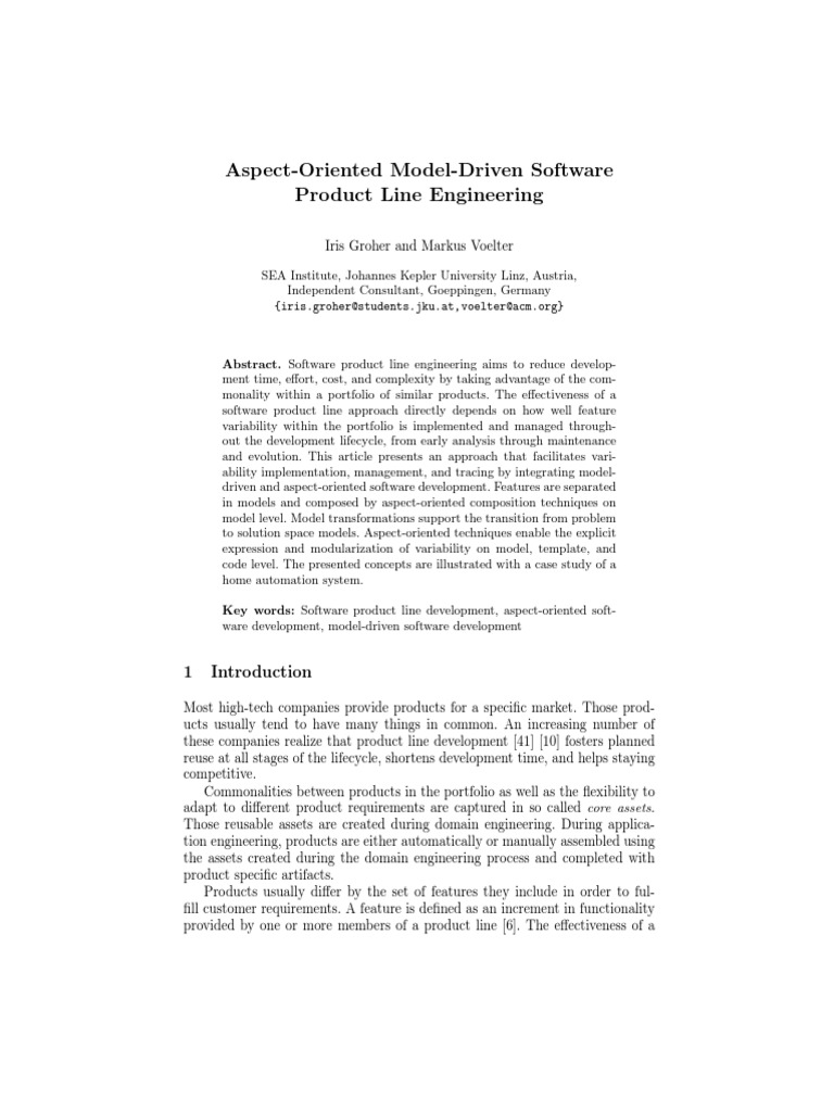 Aspect Oriented Model Driven Software Product Line Pdf