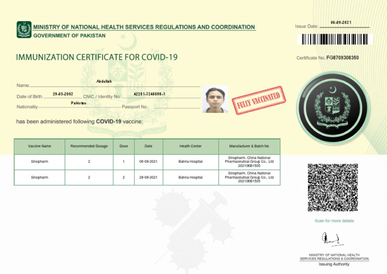Abdullah's Vaccination Record | PDF